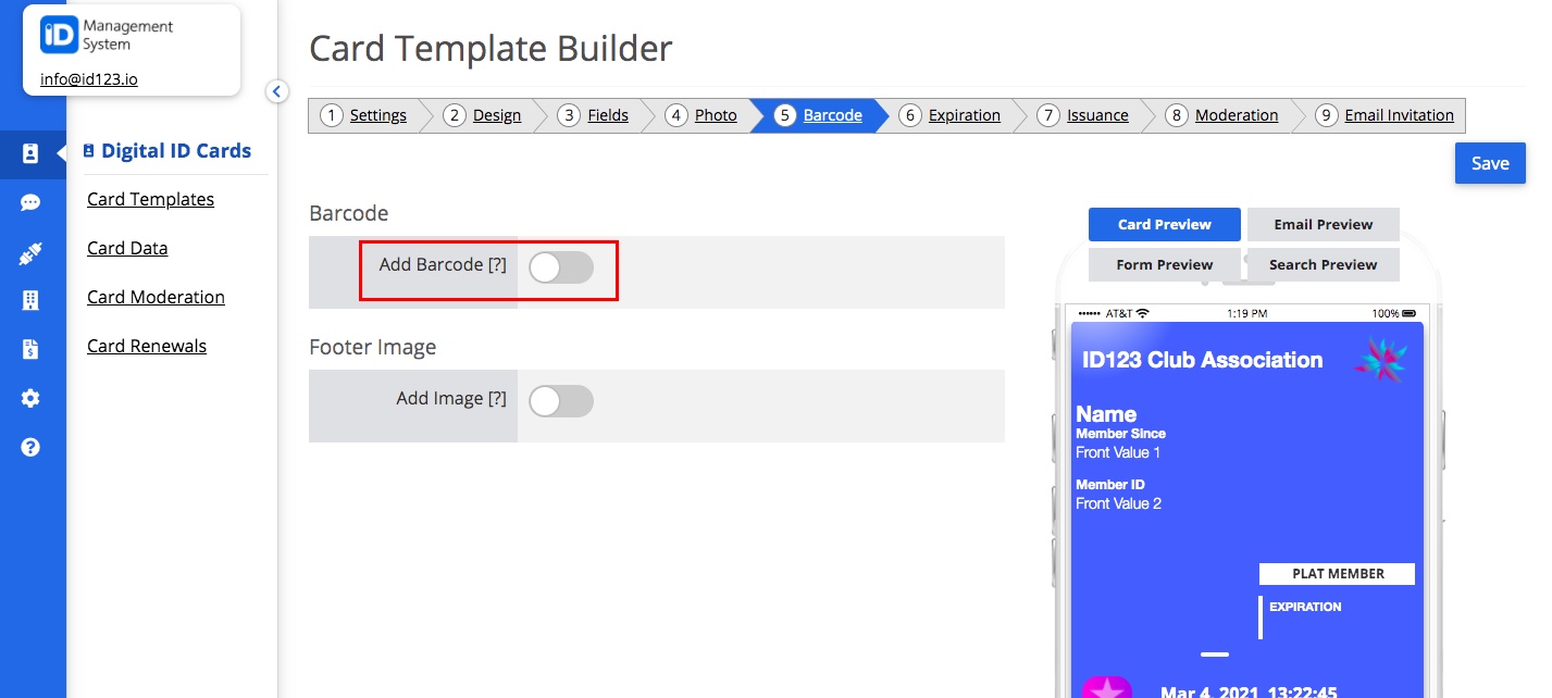 Once you enable the “Add Barcode” feature, you have two options to set ...