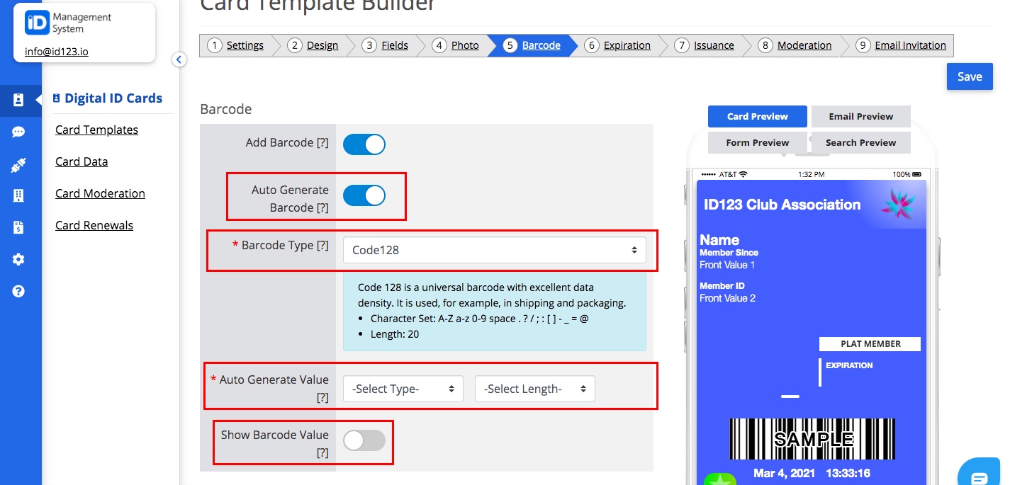 Once you enable the “Add Barcode” feature, you have two options to set ...