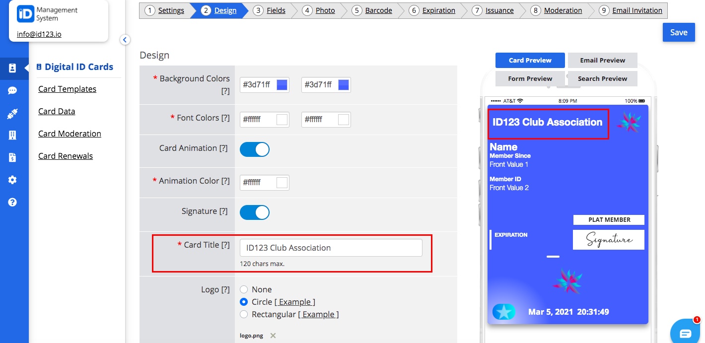 Step 7 : Lastly, you can add your institution’s logo to the ID cards.