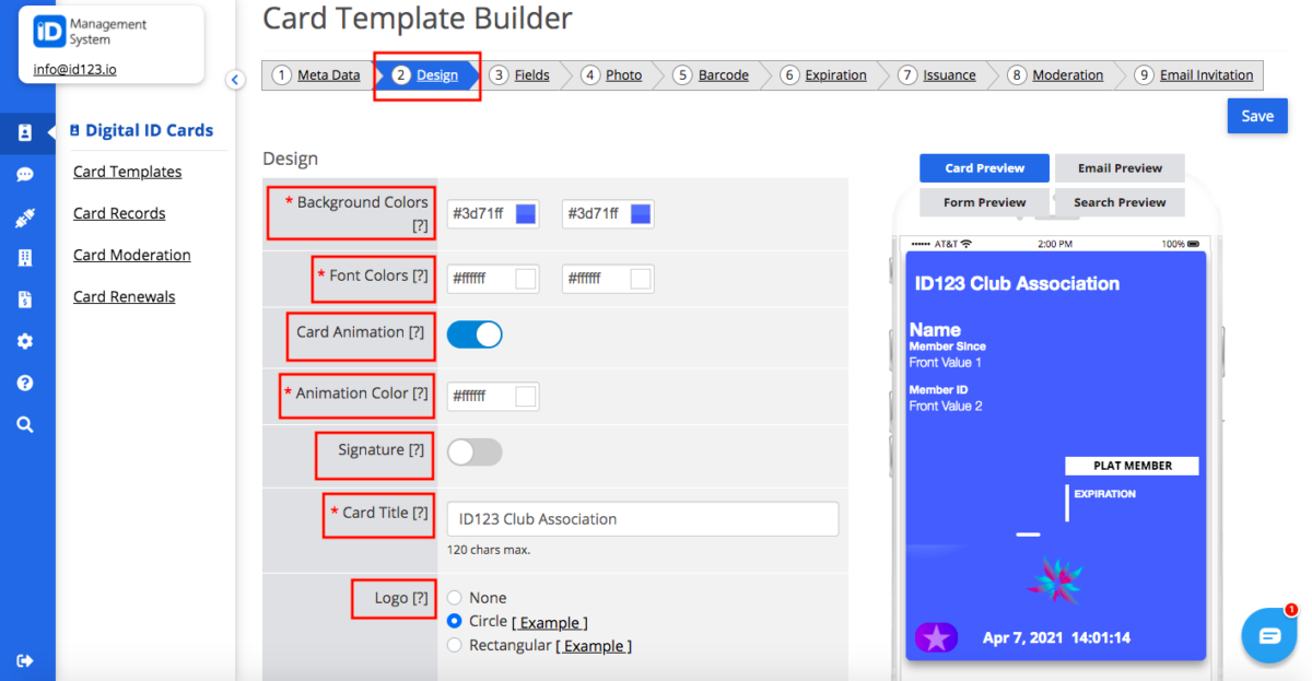 Step 4: Complete the “Fields” section.