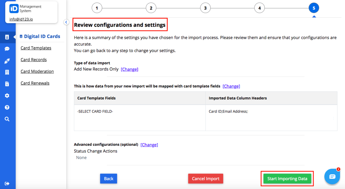 Note: CSV imports can take from 3 to 30 minutes to process depending on ...