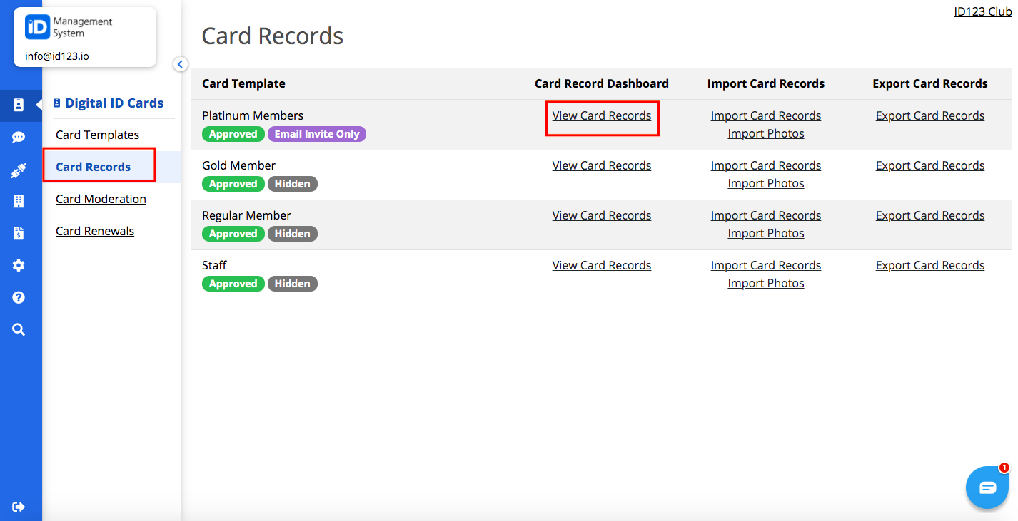 Step 2: Once you are on the “Card Record Dashboard” page, click on the ...